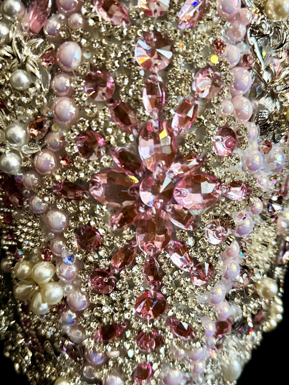 Urn in Pink, Pearls and Rhinestones for Cremation - Etsy