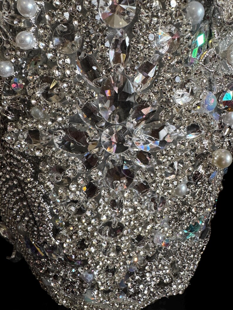 Cremation Urn in Pearls and Silver Rhinestones - Etsy