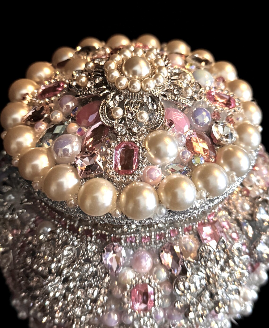 Urn in Pink, Pearls and Rhinestones for Cremation - Etsy