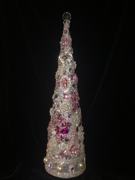 24pink Rhinestone Jeweled Cone Tree - Etsy