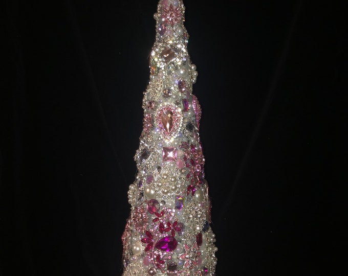 24”pink Rhinestone Jeweled Cone Tree - Etsy