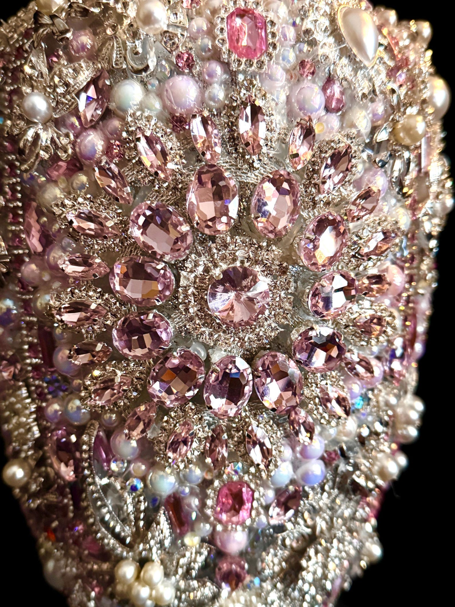 Urn in Pink, Pearls and Rhinestones for Cremation - Etsy