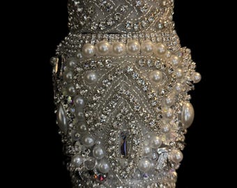 Cremation Urn in Pearls and Silver Rhinestones - Etsy