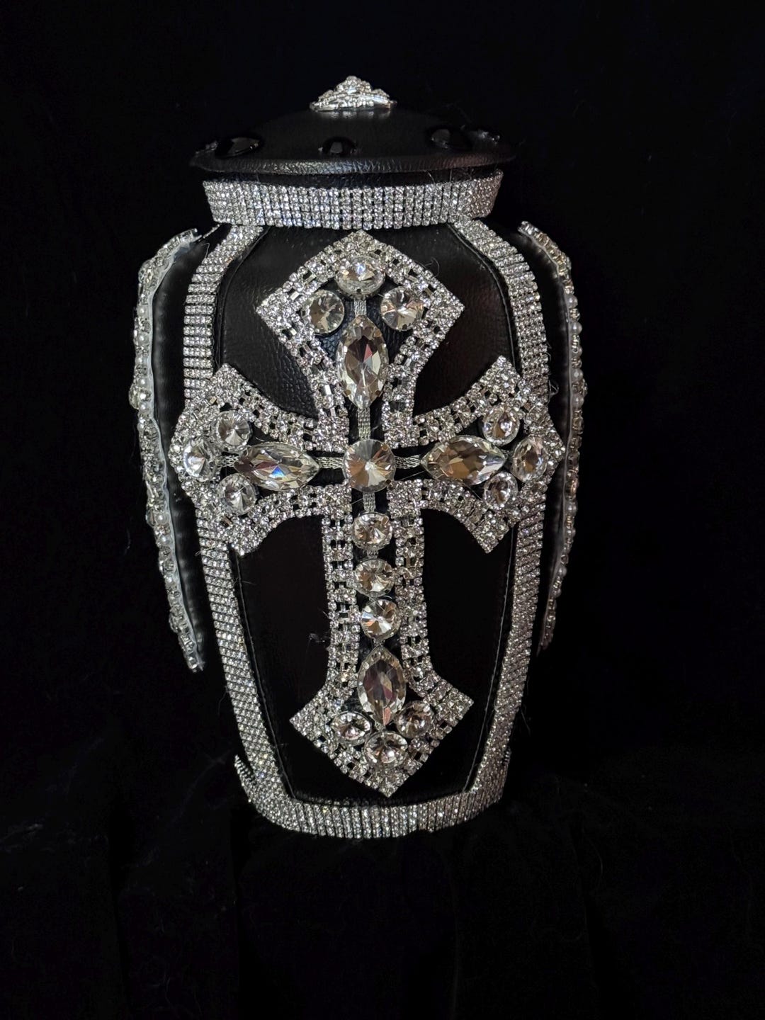Goth Cremation Urn in Black Leather - Etsy