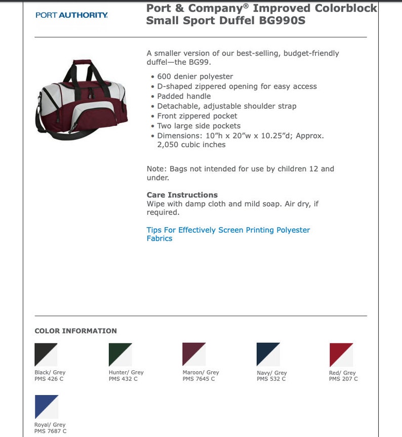 Custom Monogram Sport Duffel Bag Small Colorblock Embroidery ...