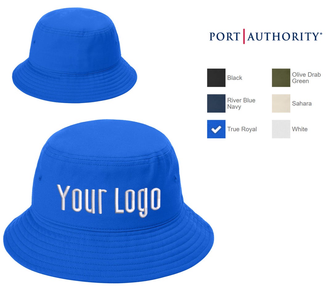 Port Authority® Twill Classic Bucket Hat C975, Custom Hats, Embroidery ...