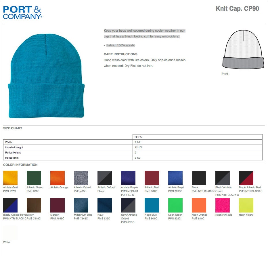 Port & Company® Knit Beanie CP90 / Custom Beanie / | Etsy