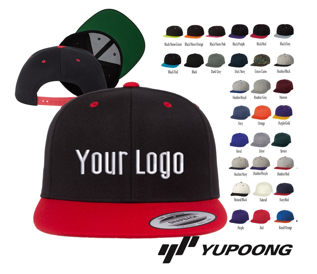 Classic Flat Bill Snapback Custom Embroidery Monogram Personalized ...
