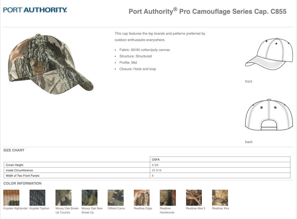 Port Authority® Pro Camouflage Series Cap C855 / Custom Hats / - Etsy.de