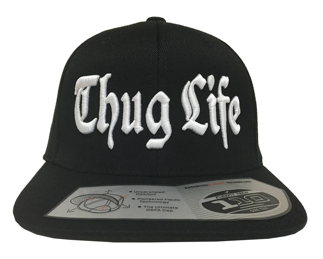 Thug Life 3D Embroidery Snapback Flexfit Hat Custom Monogram Street ...