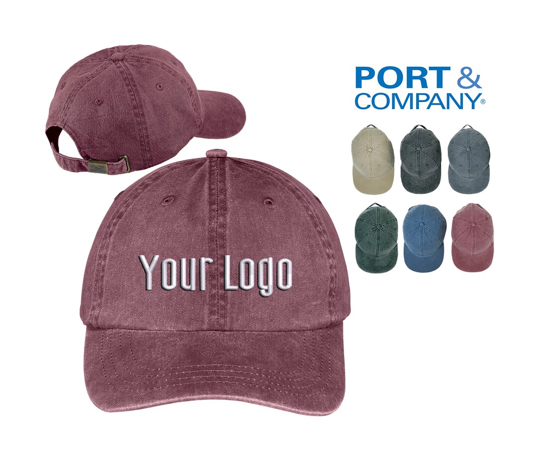 Custom Embroidered Baseball Cap - Port & Company Pigment Dyed Hat ...