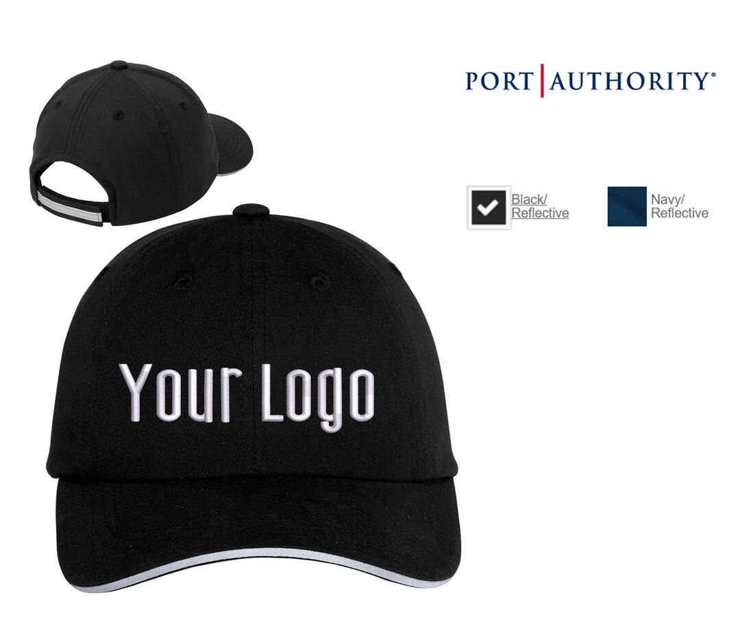 Port Authority Reflective Sandwich Bill Cap C832 Custom Embroidery ...