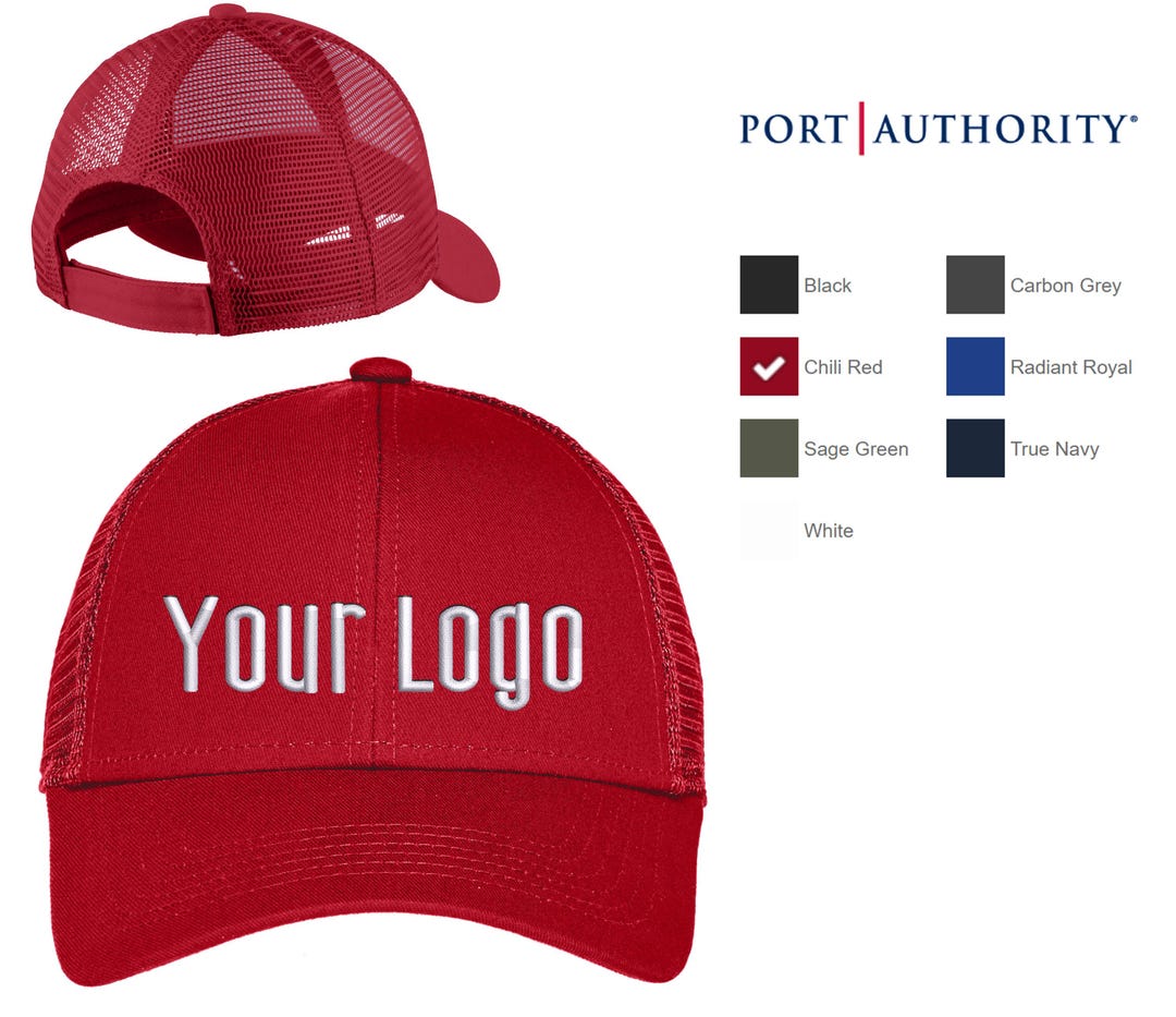 Port Authority® Adjustable Mesh Back Cap C911, Custom Hats, Monogram ...