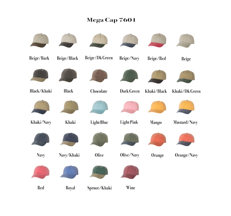 Mega Cap - Pigment Dyed Cotton Twill Cap - 7601 / Custom Hat ...