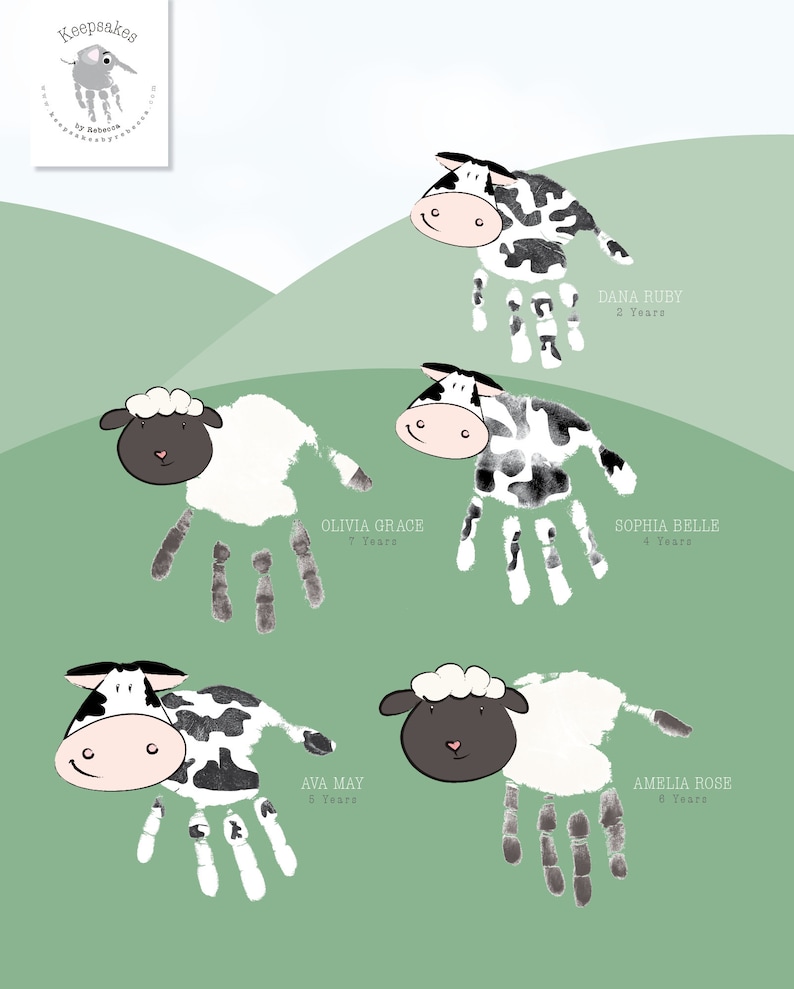 Handprint Keepsake Farm Animals Print Handprint Art Sibling - Etsy