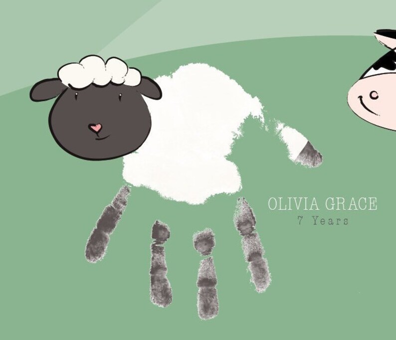 Handprint Keepsake Farm Animals Print Handprint Art Sibling - Etsy