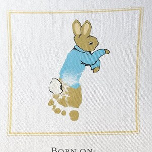 Peter Rabbit Pillow, Footprint Art, Footprint Keepsake, Peter Rabbit ...