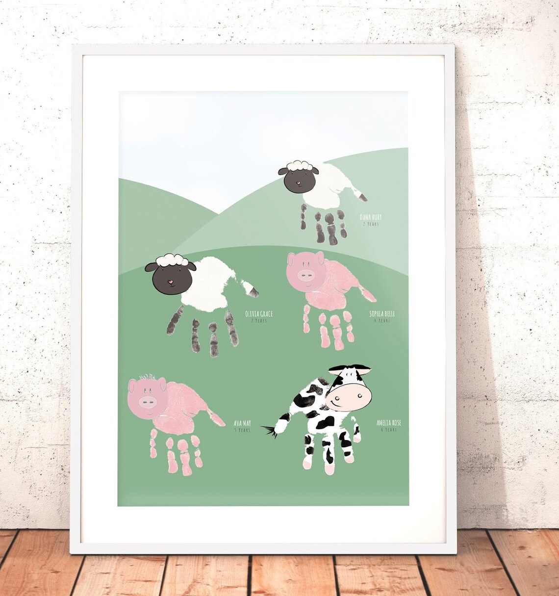 Handprint Keepsake Farm Animals Print Handprint Art Sibling | Etsy