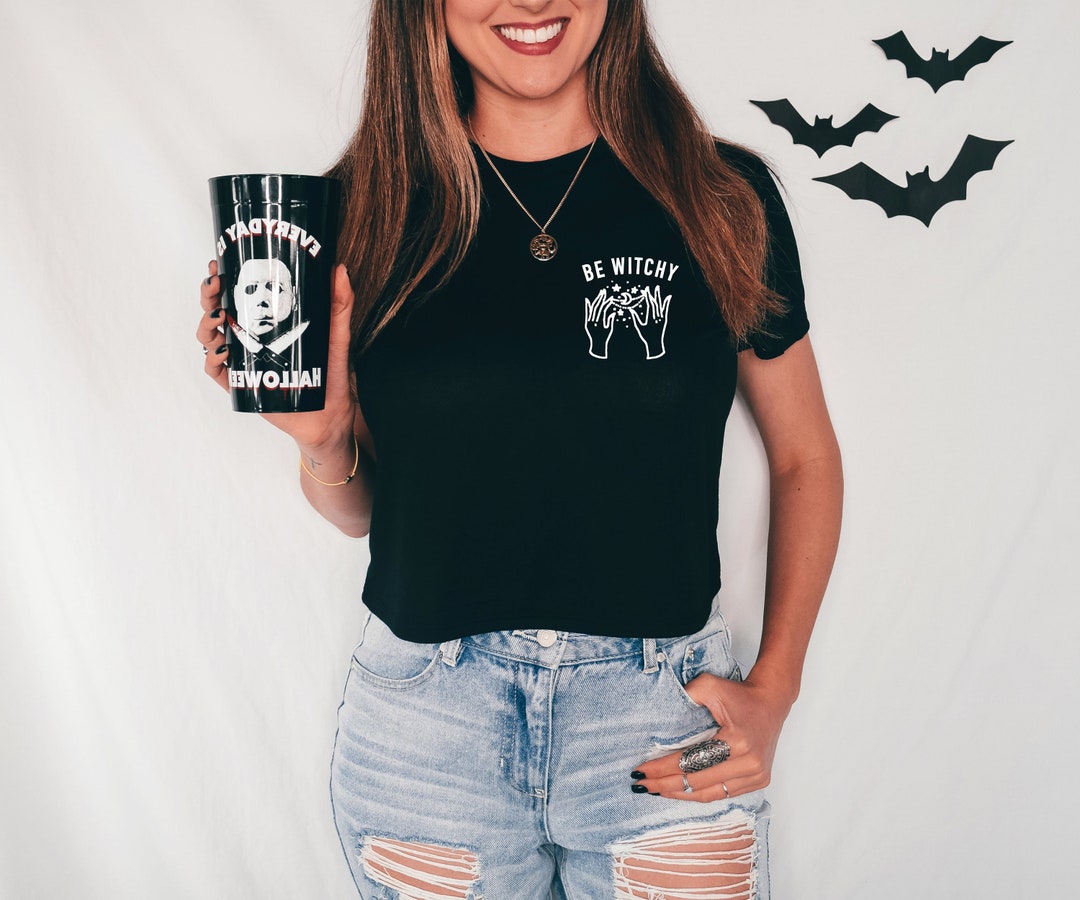 Cropped Witch Halloween Crop Tops Funny Halloween T Shirts - Etsy