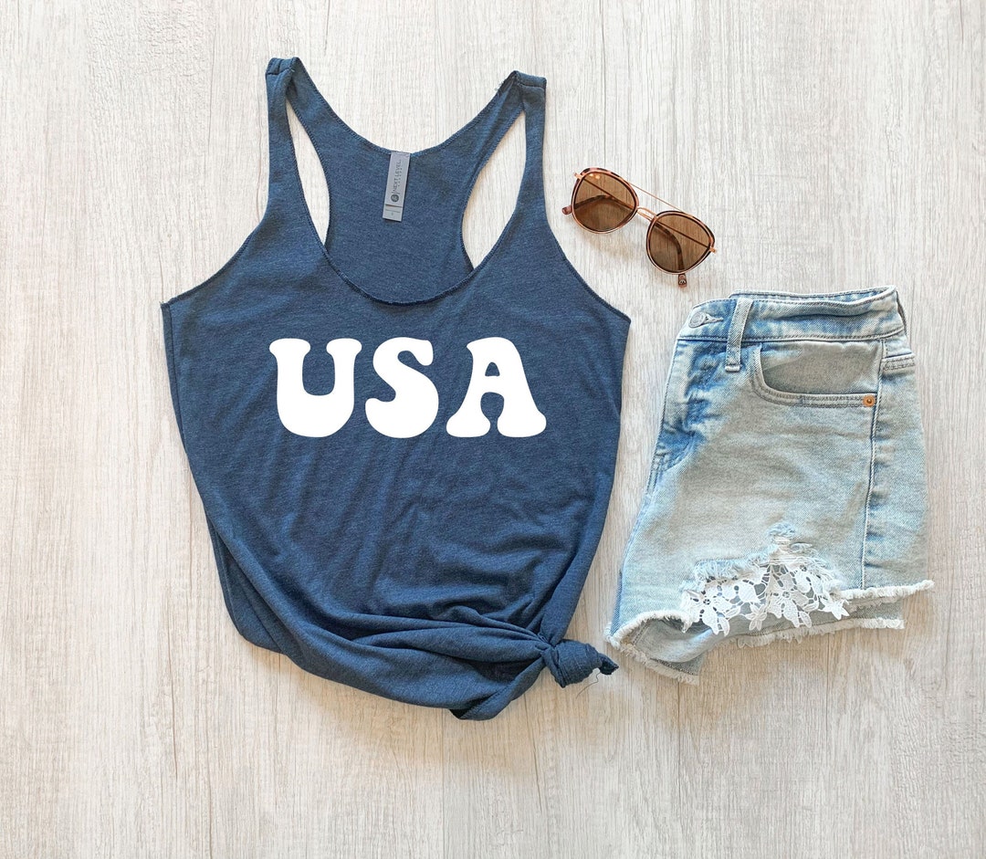 Vintage 4th of July Tank Screen Print USA Tee Retro America - Etsy