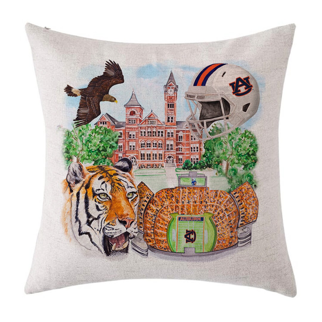Auburn University Pillow - Auburn University Watercolor Printed Pillow ...