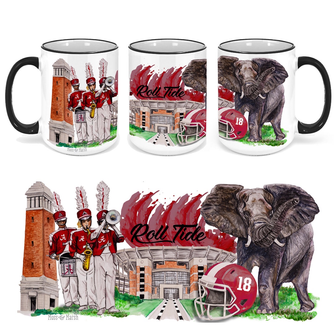 University of Alabama Coffee Tea Mug - University Bama Watercolor ...