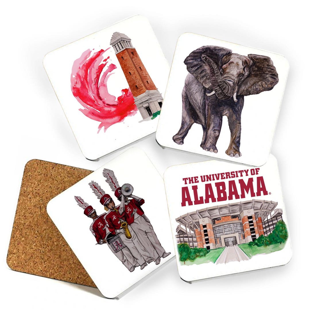 University of Alabama Coasters Set - Etsy
