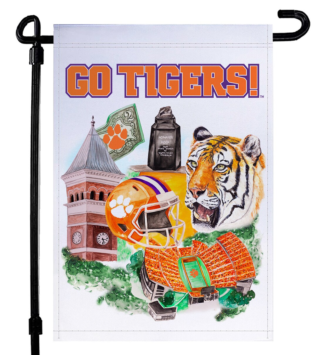 Clemson University Garden Flag - CLEMSON Watercolor Yard Flag - CLEMSON ...