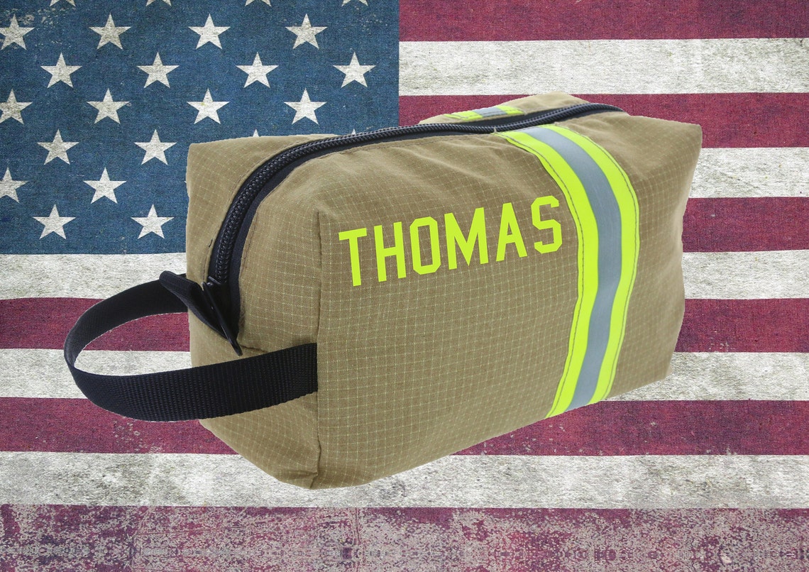 Firefighter Personalized TAN Dopp Kit Travel Cosmetic Bag - Etsy