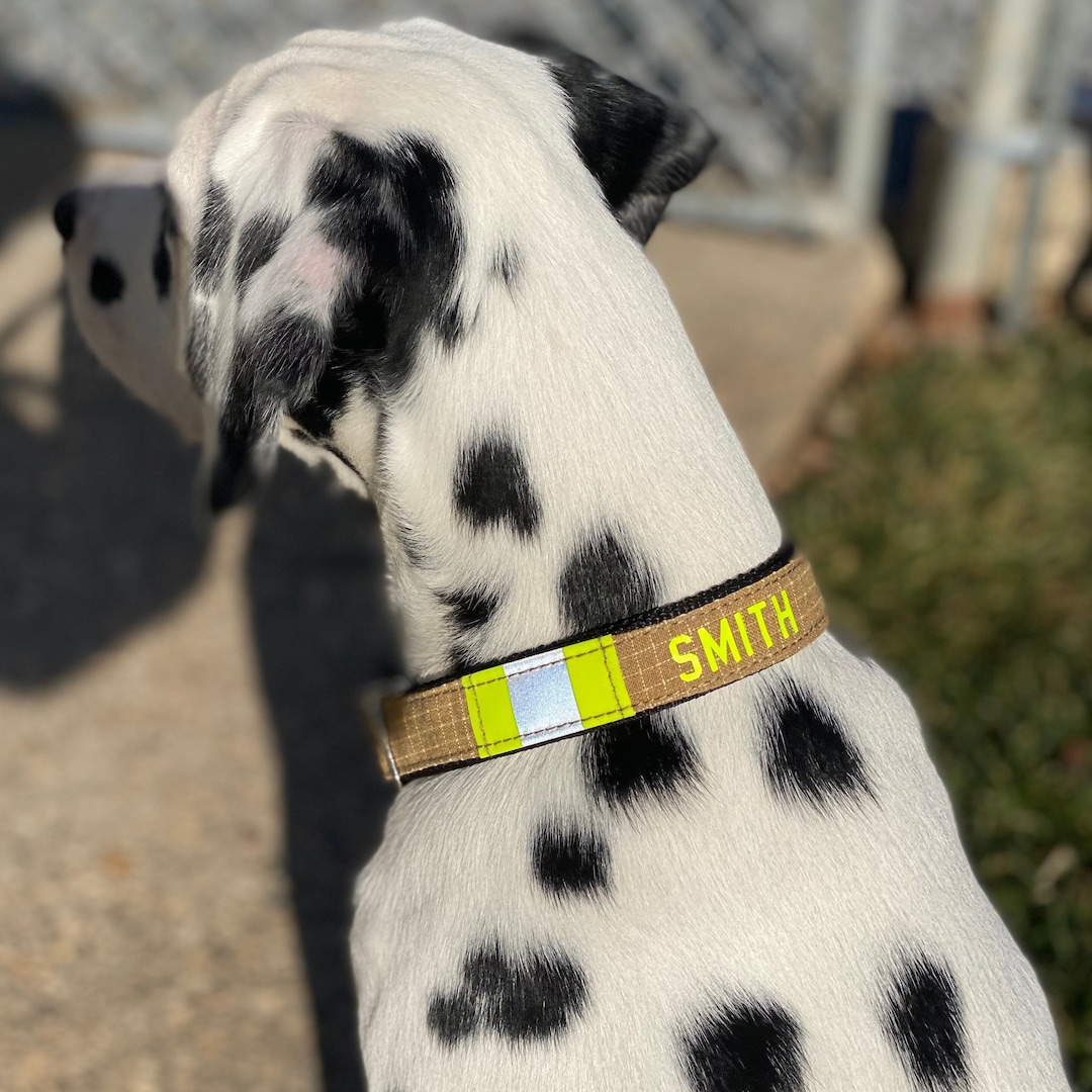 Firefighter Personalized TAN Dog Collar With Authentic Turnout Material ...
