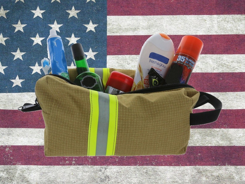 Firefighter Personalized TAN Dopp Kit Travel Cosmetic Bag - Etsy