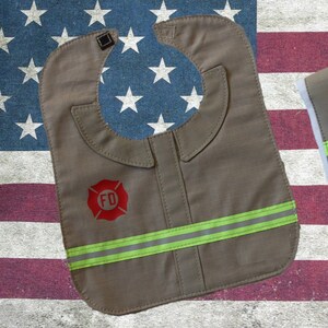 Firefighter Personalized TAN Bib & Burp Rag Set - Etsy