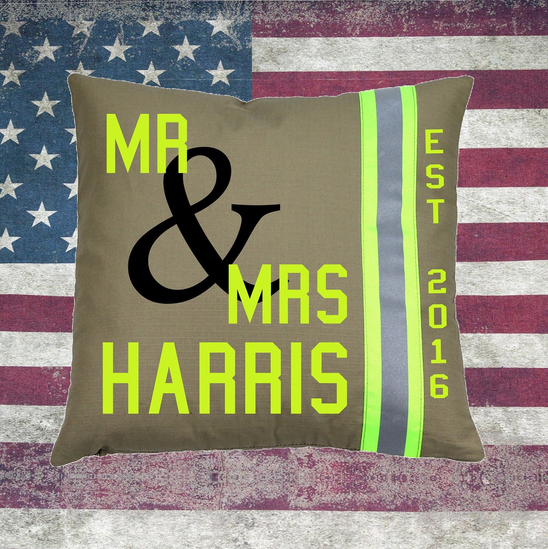 Firefighter Personalized MR & MRS Wedding Couple Throw Pillow - Etsy
