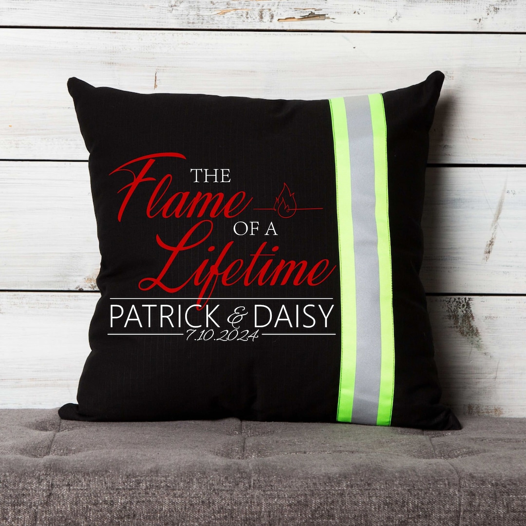 Firefighter Personalized Throw Decor Pillow Couple Names and Est. Date ...