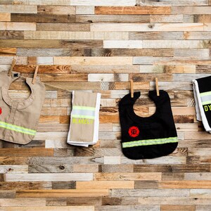Firefighter Personalized TAN Bib & Burp Rag Set - Etsy