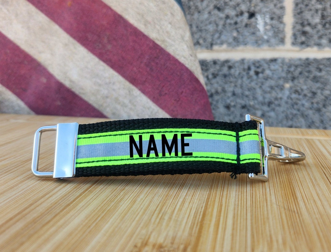 Personalized Firefighter BLACK Webbing Key Chain Made With Quickhook - Etsy