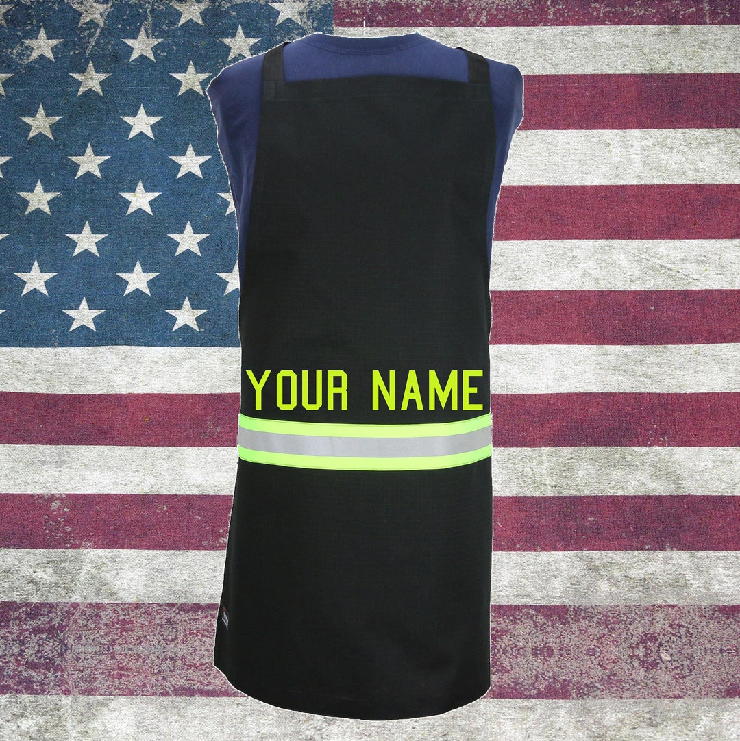 Firefighter Personalized Black Cooking Grilling Apron With Reflective ...
