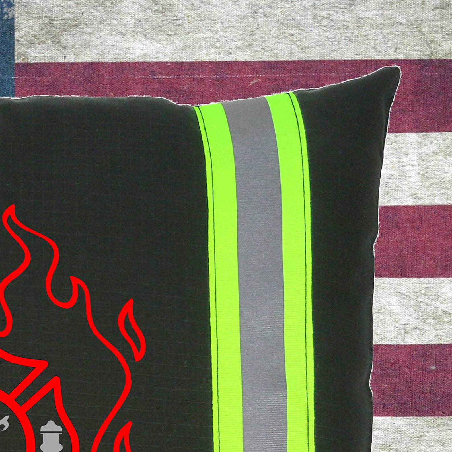 Firefighter Personalized BLACK Pillow With Flame and Maltese | Etsy