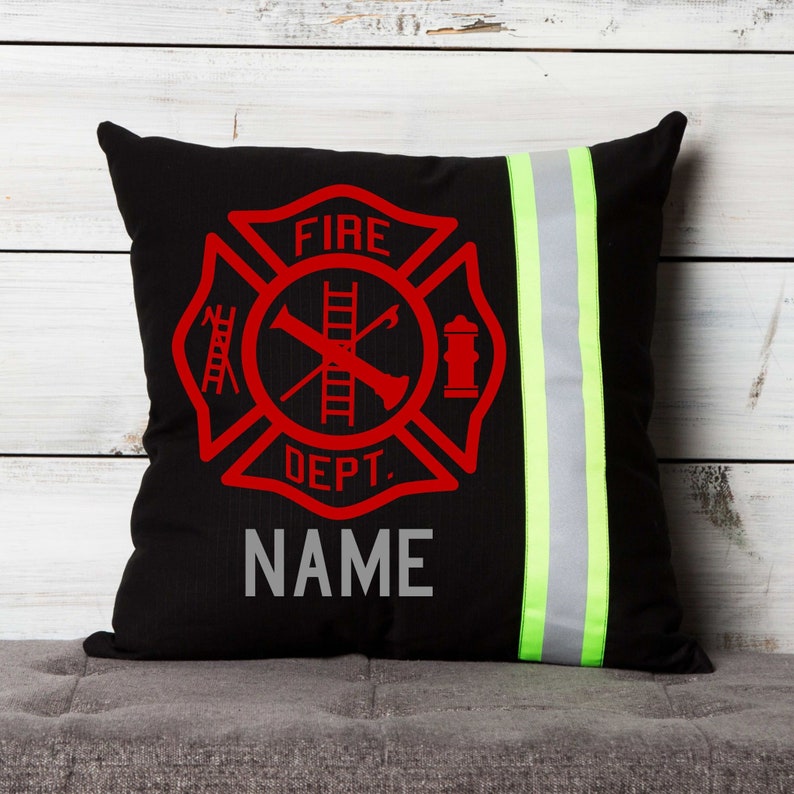 Firefighter Personalized Maltese Cross BLACK Throw Pillow Home Decor - Etsy