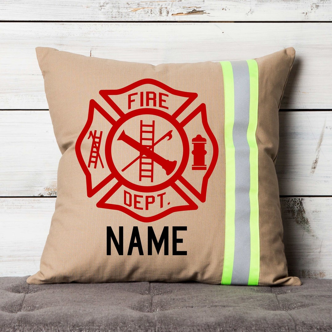 Firefighter Personalized Maltese Cross TAN Throw Pillow Home Decor - Etsy