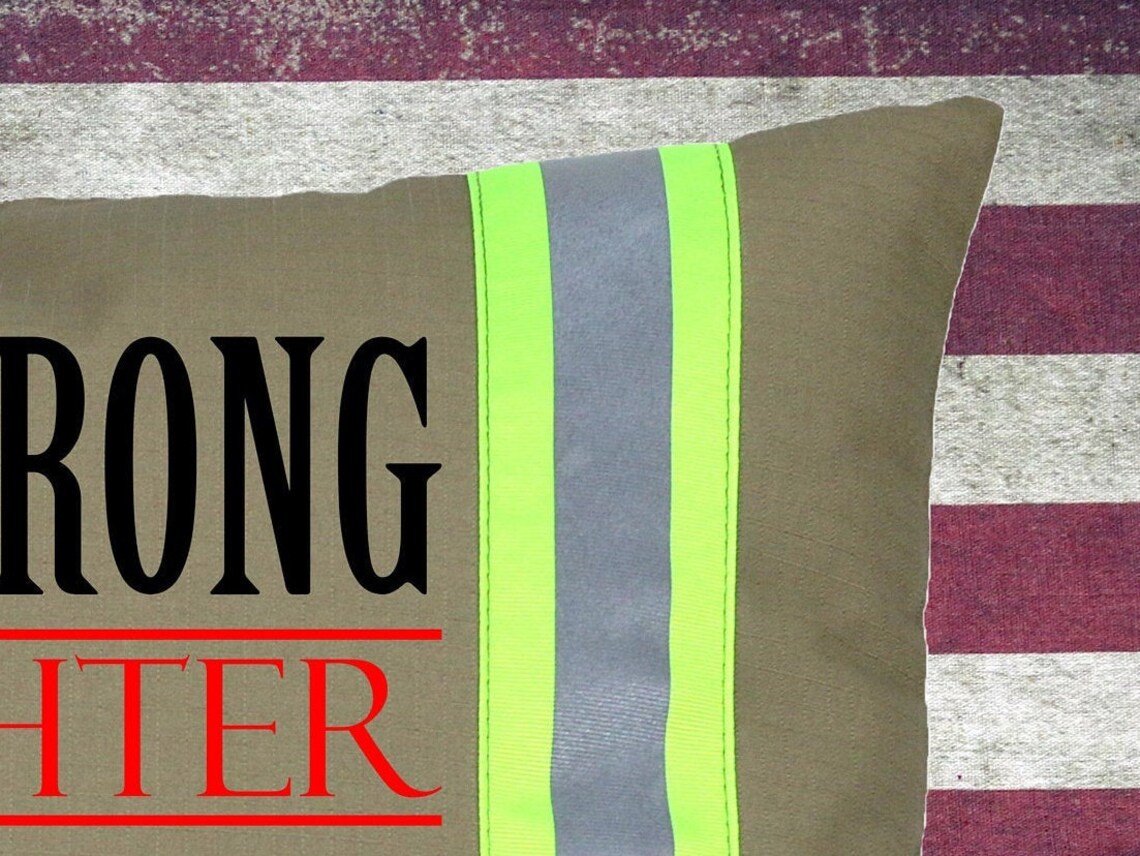Firefighter TAN Pillow With Behind Every Strong Firefighter - Etsy