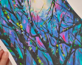 Blue Tree Print - Etsy UK