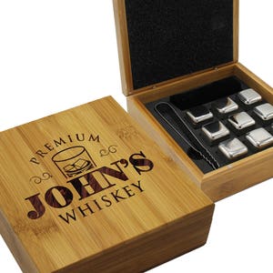 Monogram Whiskey Stone Set Engraved Whiskey Stone Box - Etsy