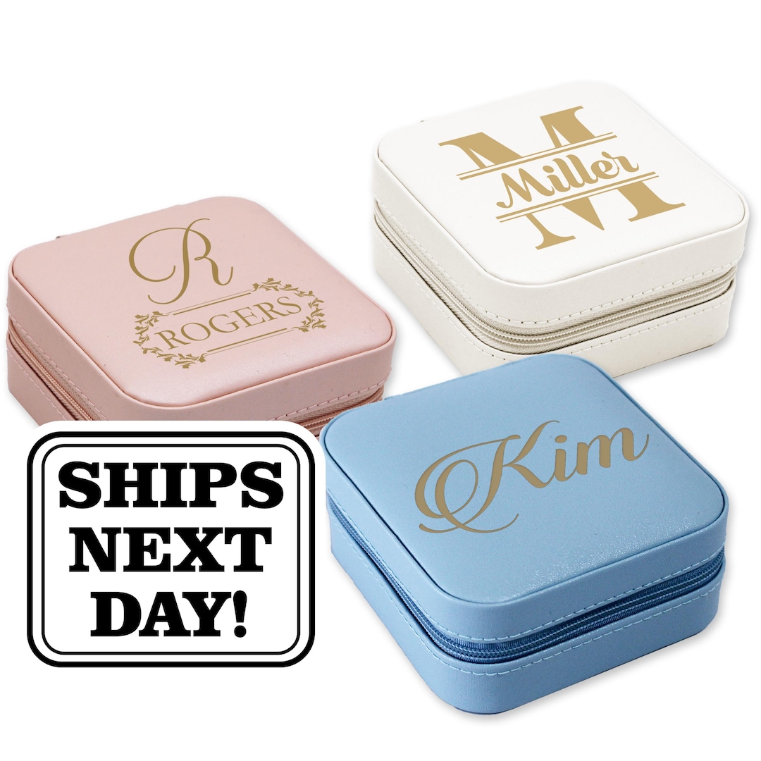 Travel Jewelry Box Personalized - Bridesmaid Jewelry Box - Girls Jewelry Organizer - Monogrammed ...