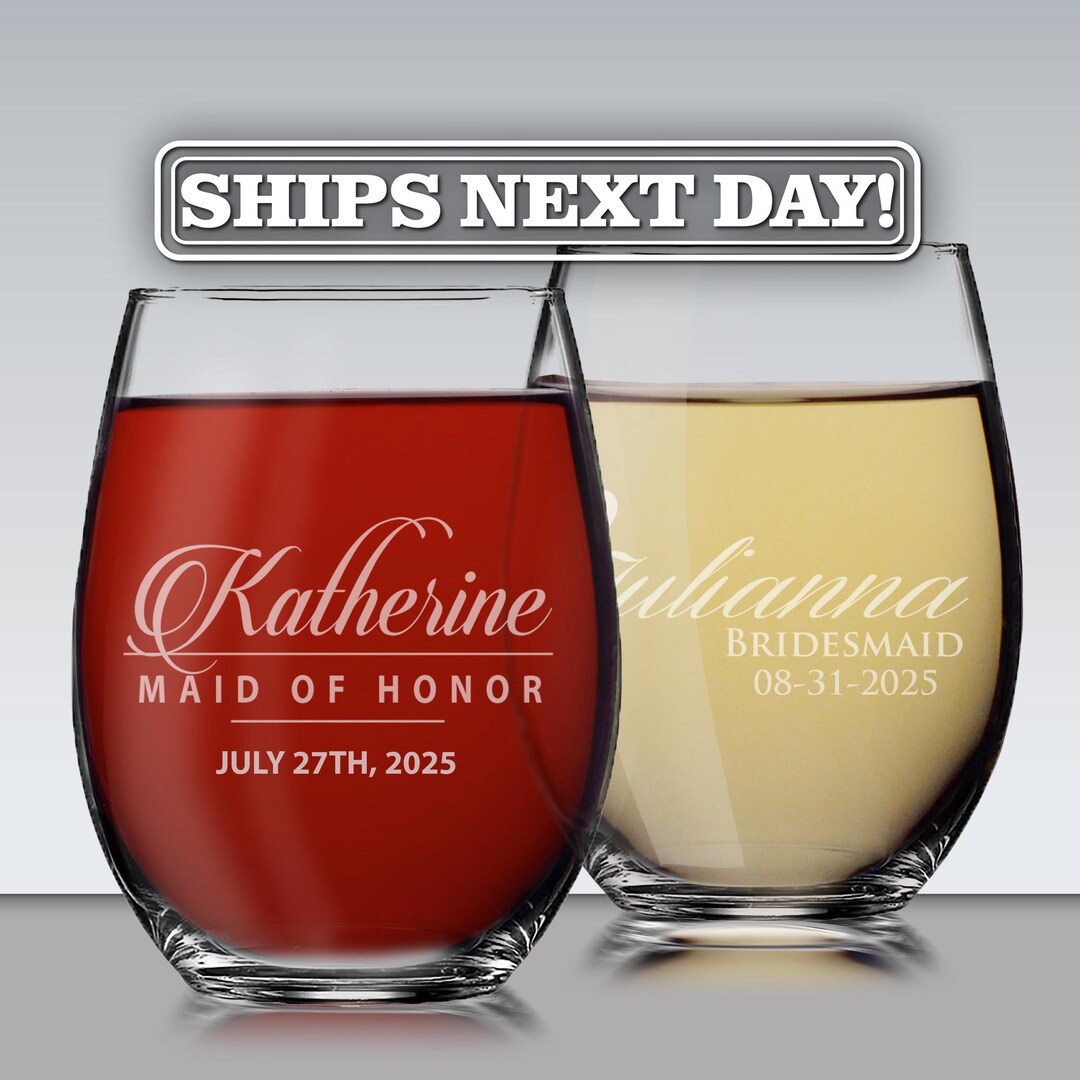 Custom Stemless Wine Glasses, Personalized Wine Glasses, Bridesmaid ...
