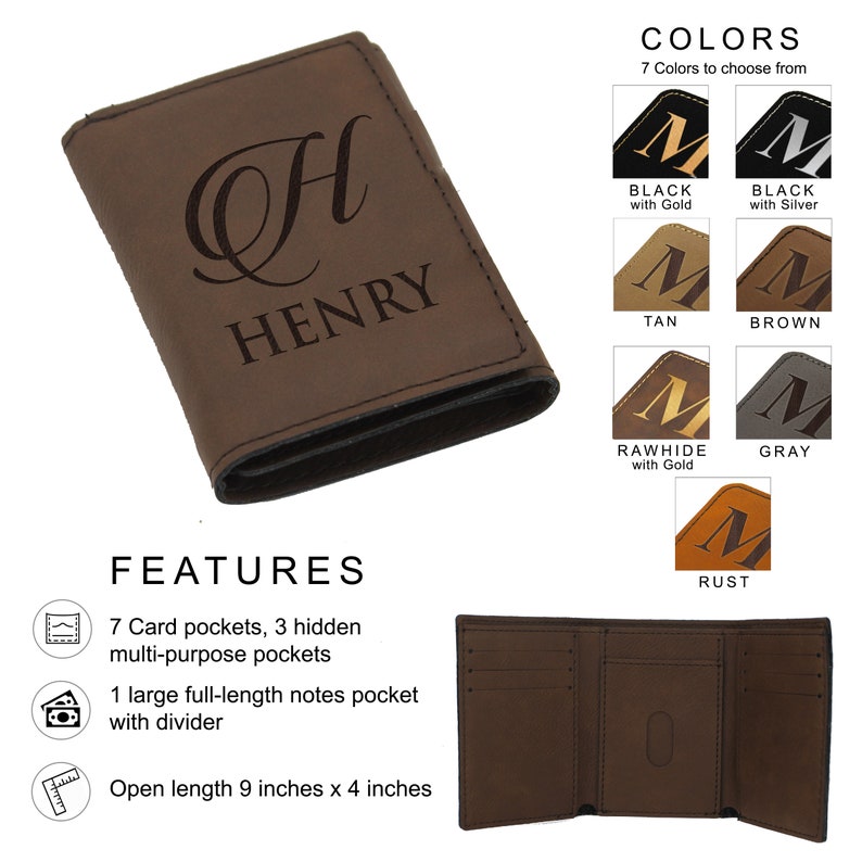 Personalized Trifold Wallets for Men Monogrammed Leather Tri - Etsy