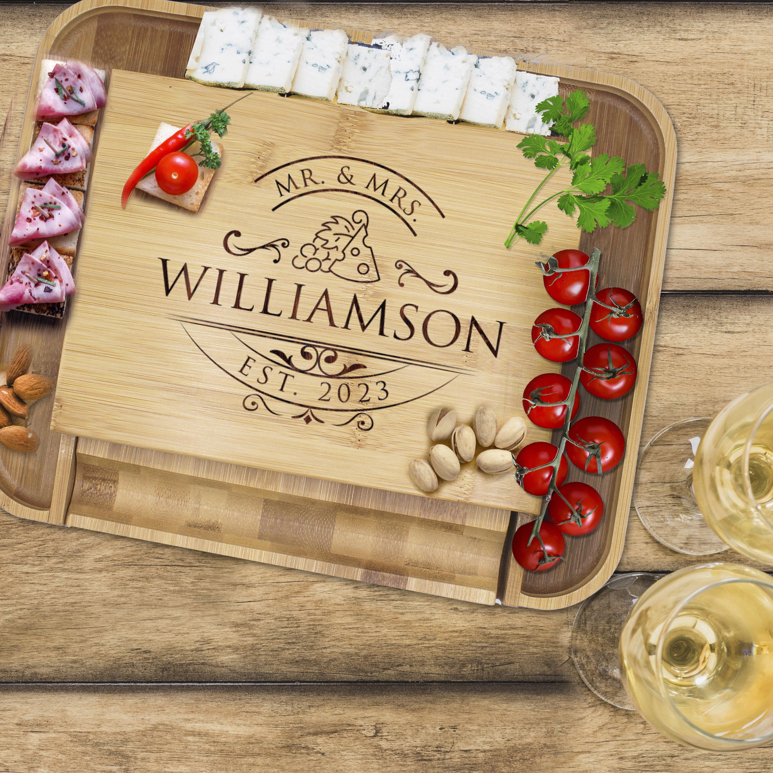 Personalized Cheese Board Wedding Gift - Cheese Board Name - Engraved ...