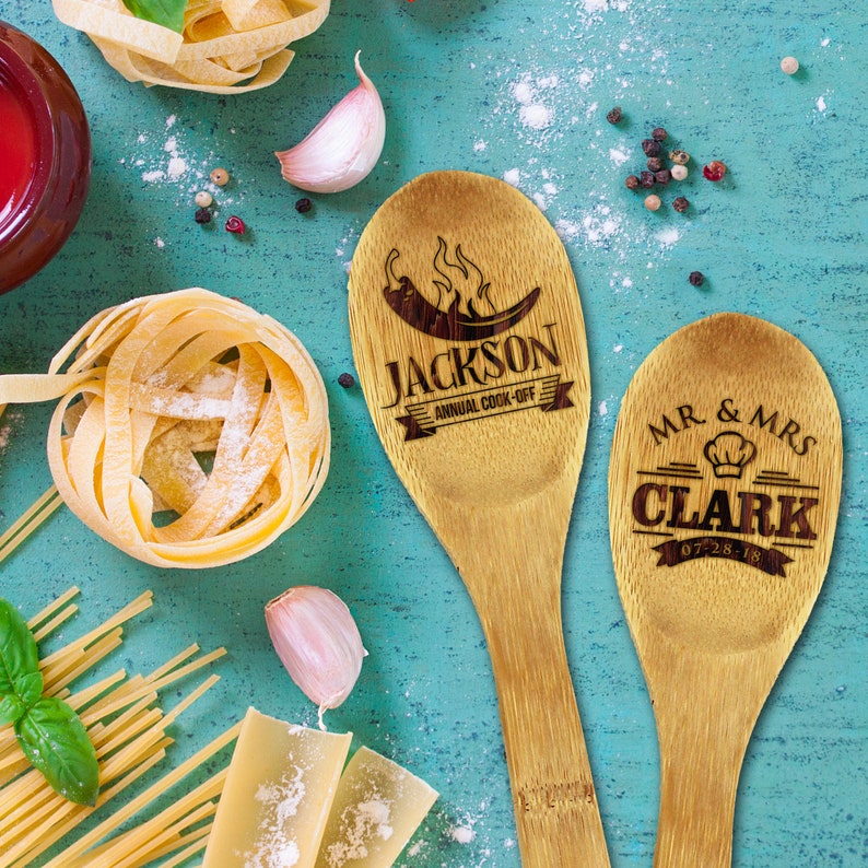 Custom Wood Spoon Custom Bamboo Spoon Engraved Spoon | Etsy