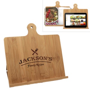 Engraved Cookbook Holder - Wood Cook Book Stand - Customized Kitchen ...