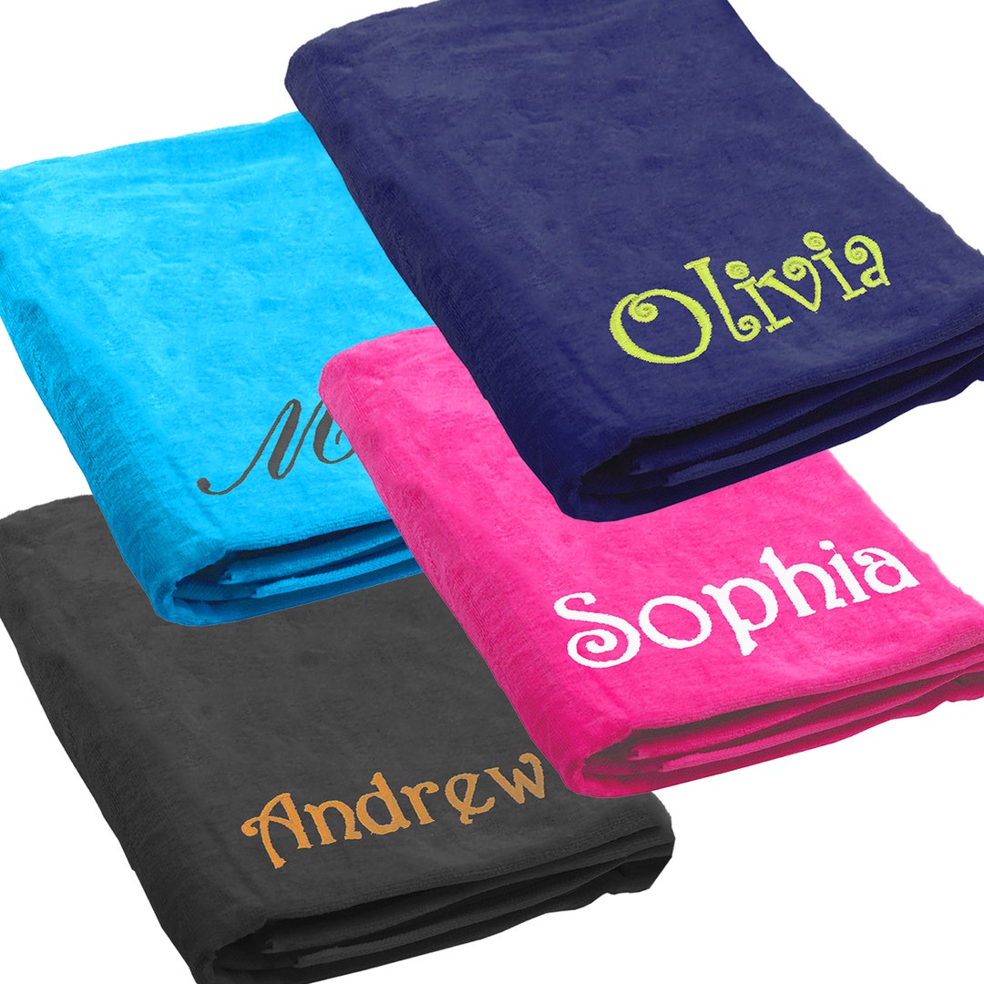 Custom Velour Monogrammed Towel - Personalized Pool Towel - Embroidered ...